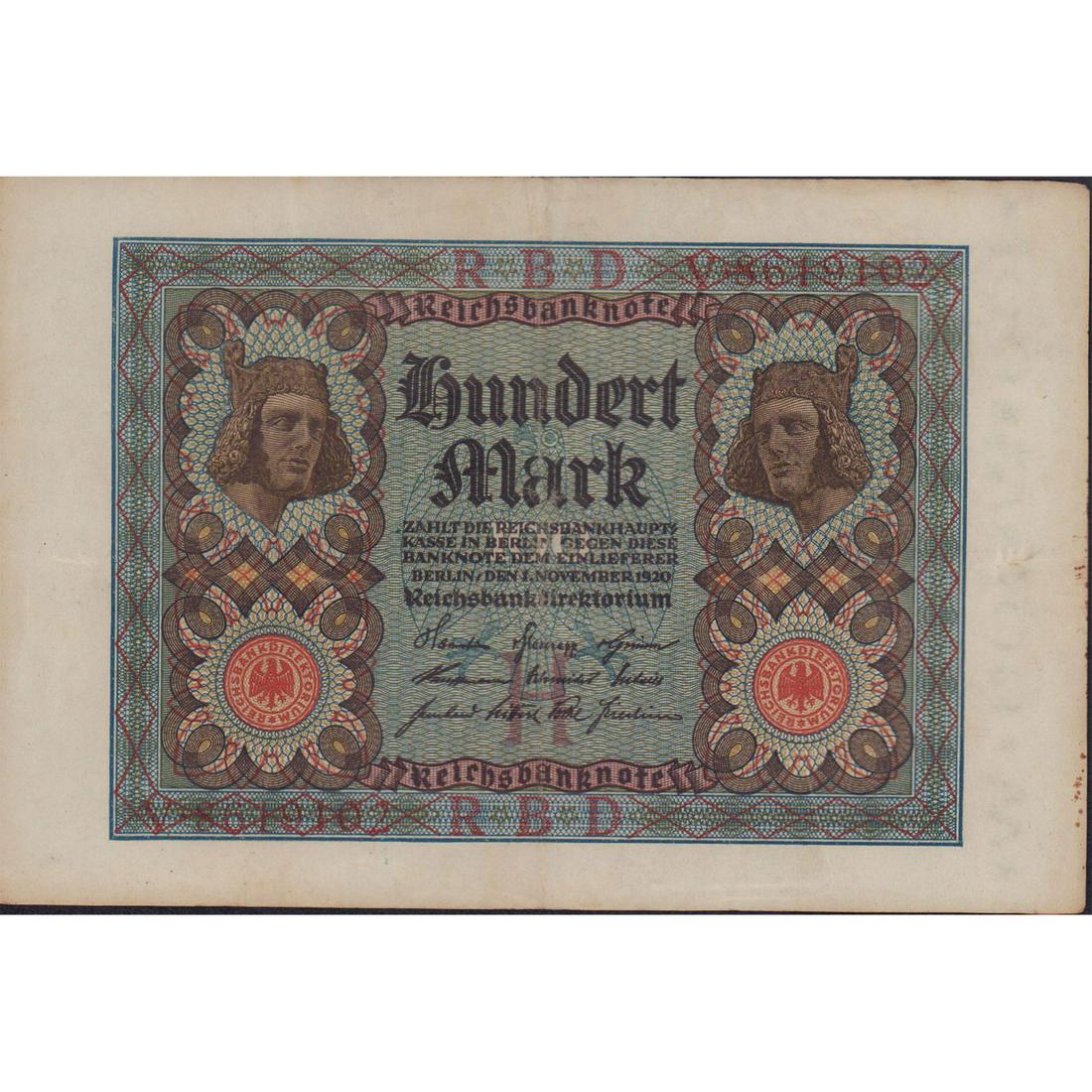 Antique 1920 German 100 Mark Banknote Auction