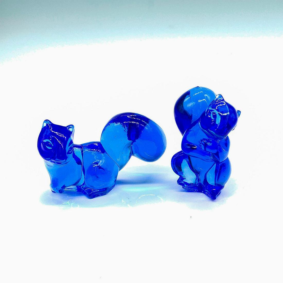 Pair Of Cobalt Blue Glass Squirrel Figurines Auction