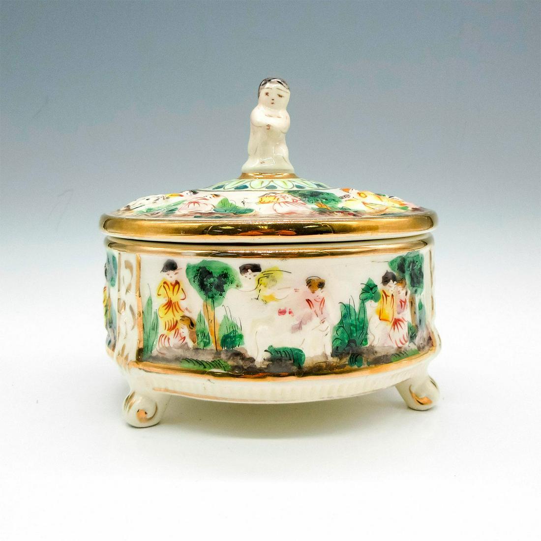 Capodimonte Porcelain Cherub Lidded Dish Auction