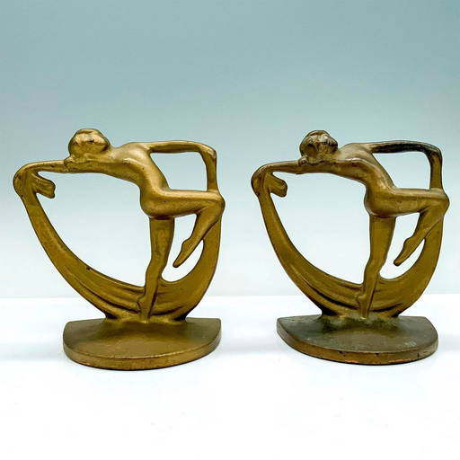 Pair Of Brass Female Dancer Bookends