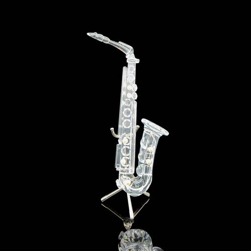 Swarovski Silver Crystal Figurine, Saxophone + Stand