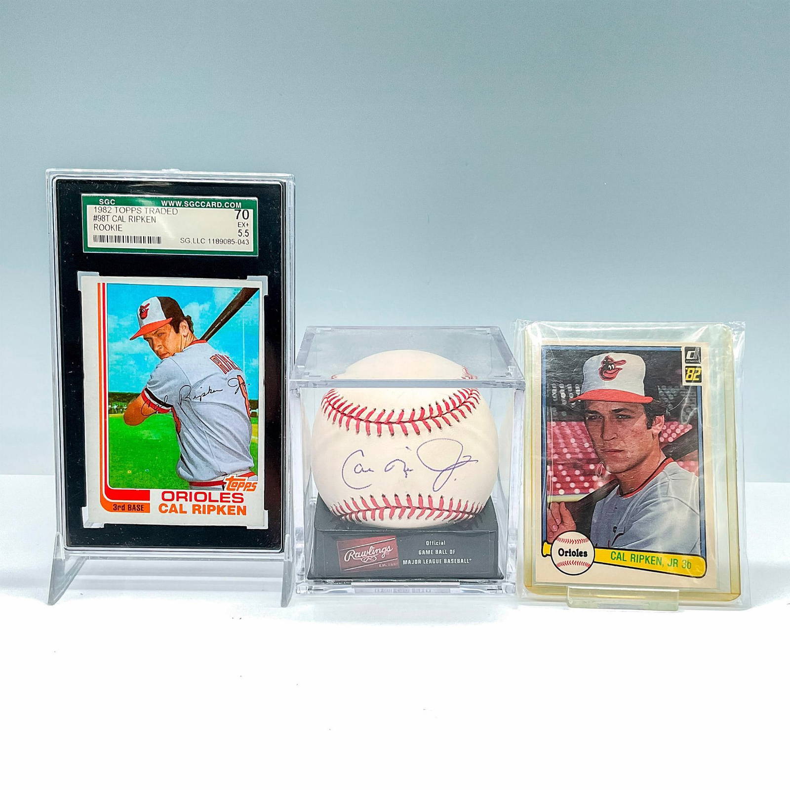 3pc Cal Ripken Jr. Grouping Signed Ball With 2 Cards Auction