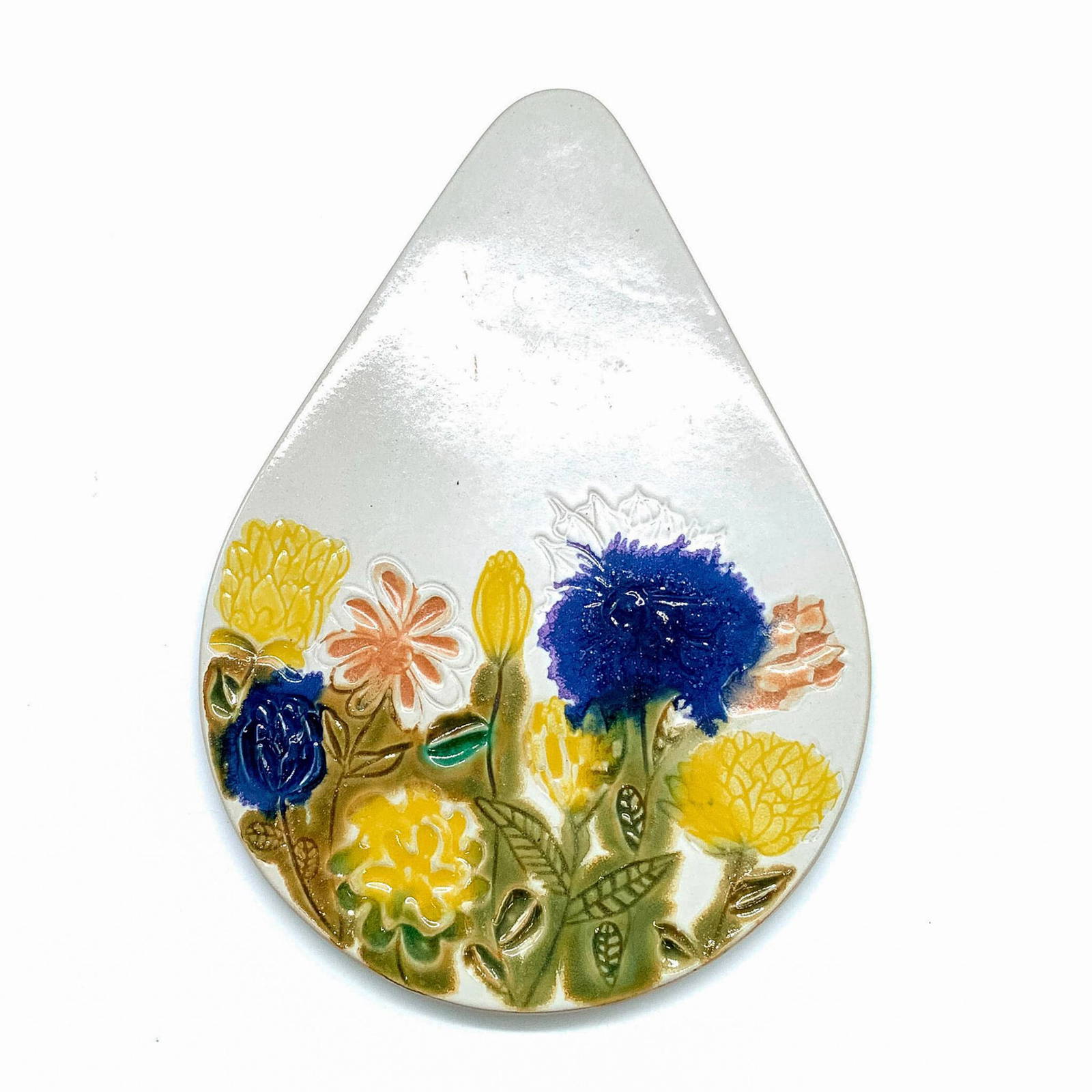 Bennington Vermont Pottery Flower Tear Drop Plaque Auction