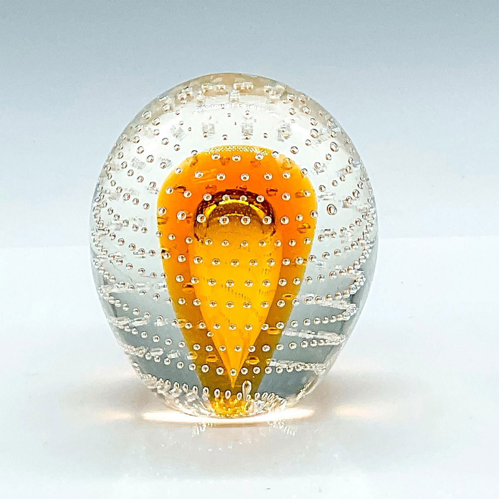 Steuben Art Glass Paperweight Clear With Amber Cone Auction