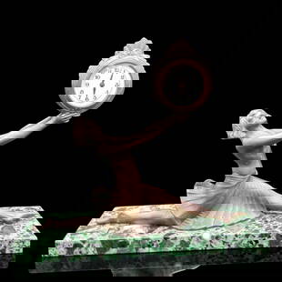 Exquisite Gilt Gold Copper Goddess Of Victory Pendulum Clock W Marble ...