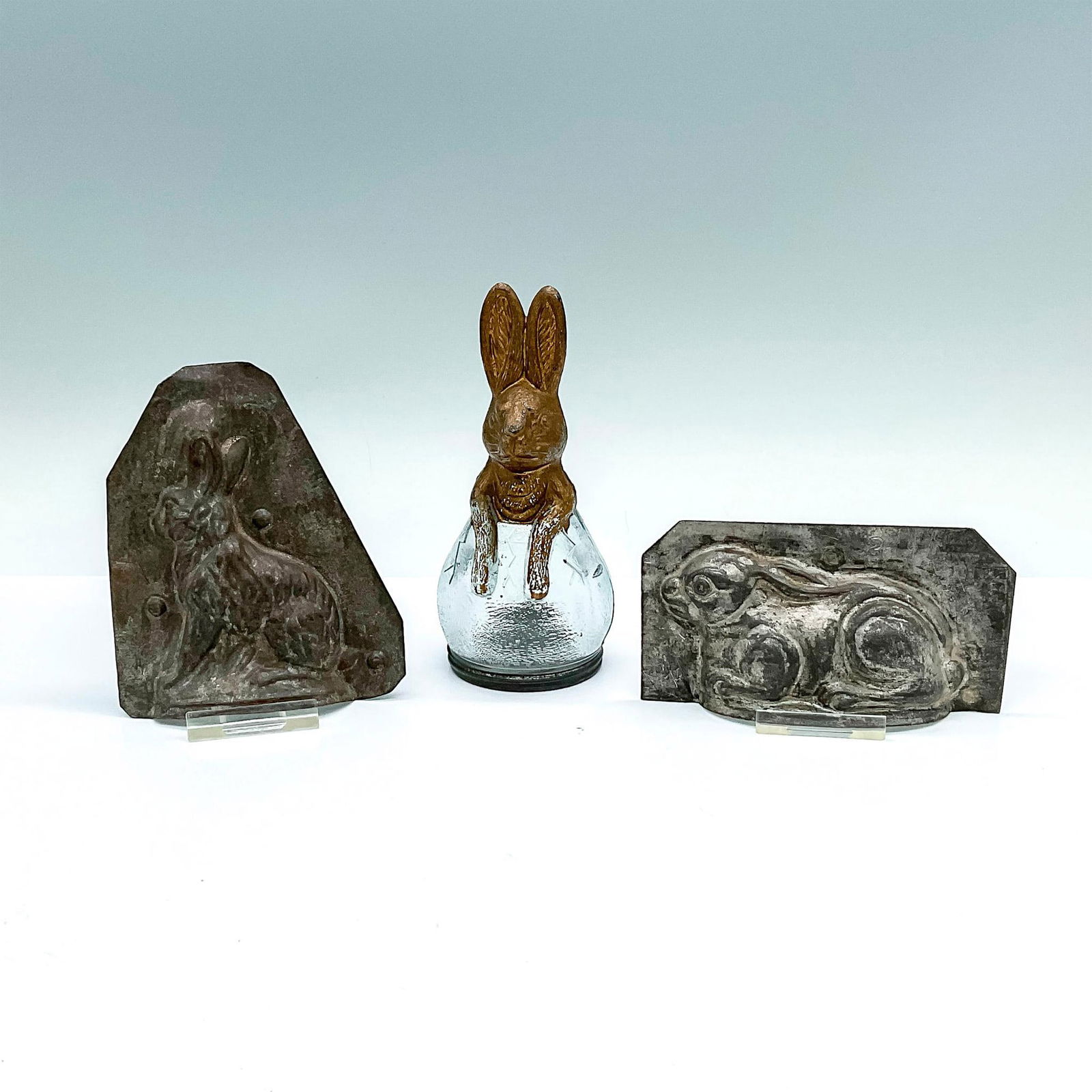 3pc Vintage Bunny Tin Molds And Candy Container Auction