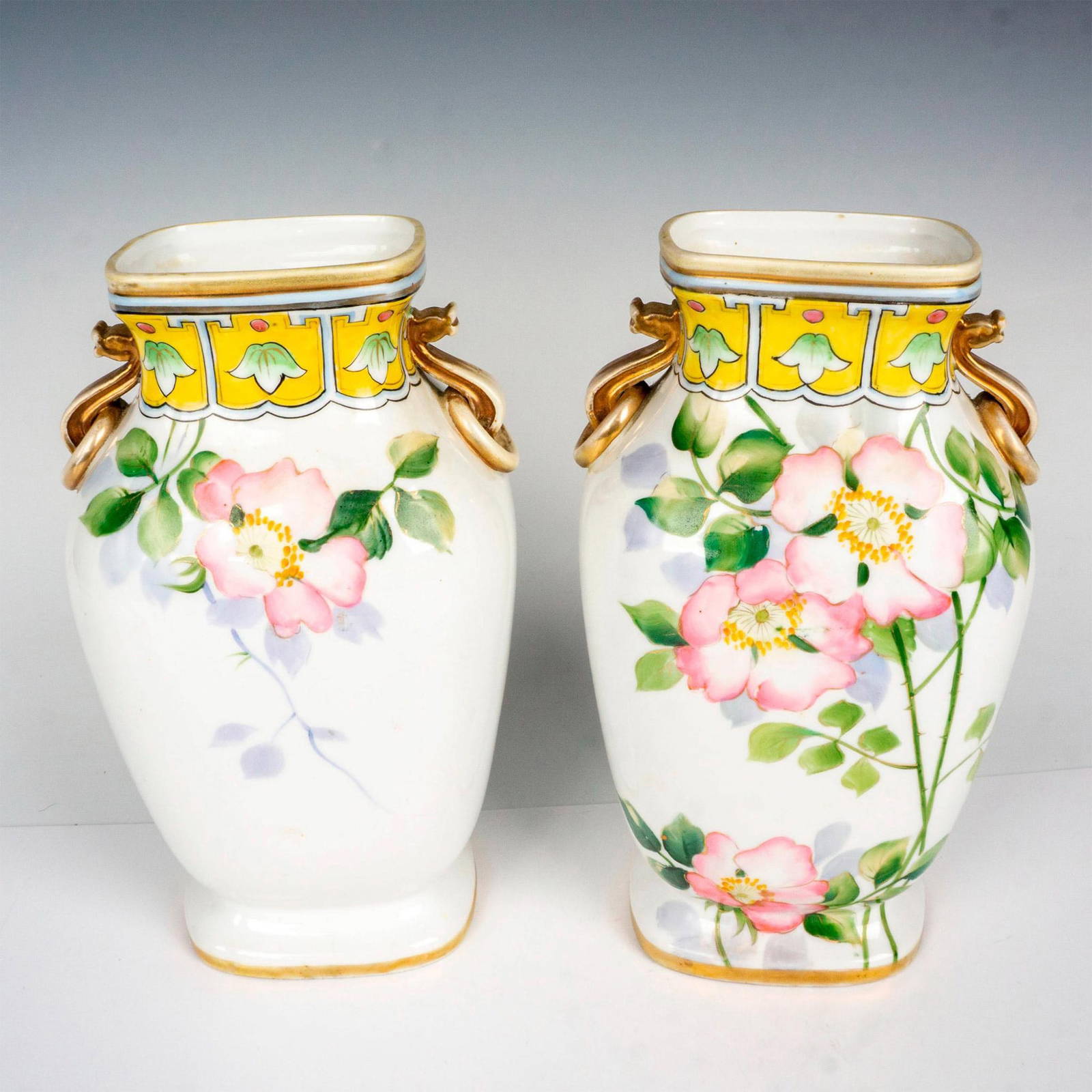 Pair Of Vintage Nippon Japanese Porcelain Flora Vase Auction