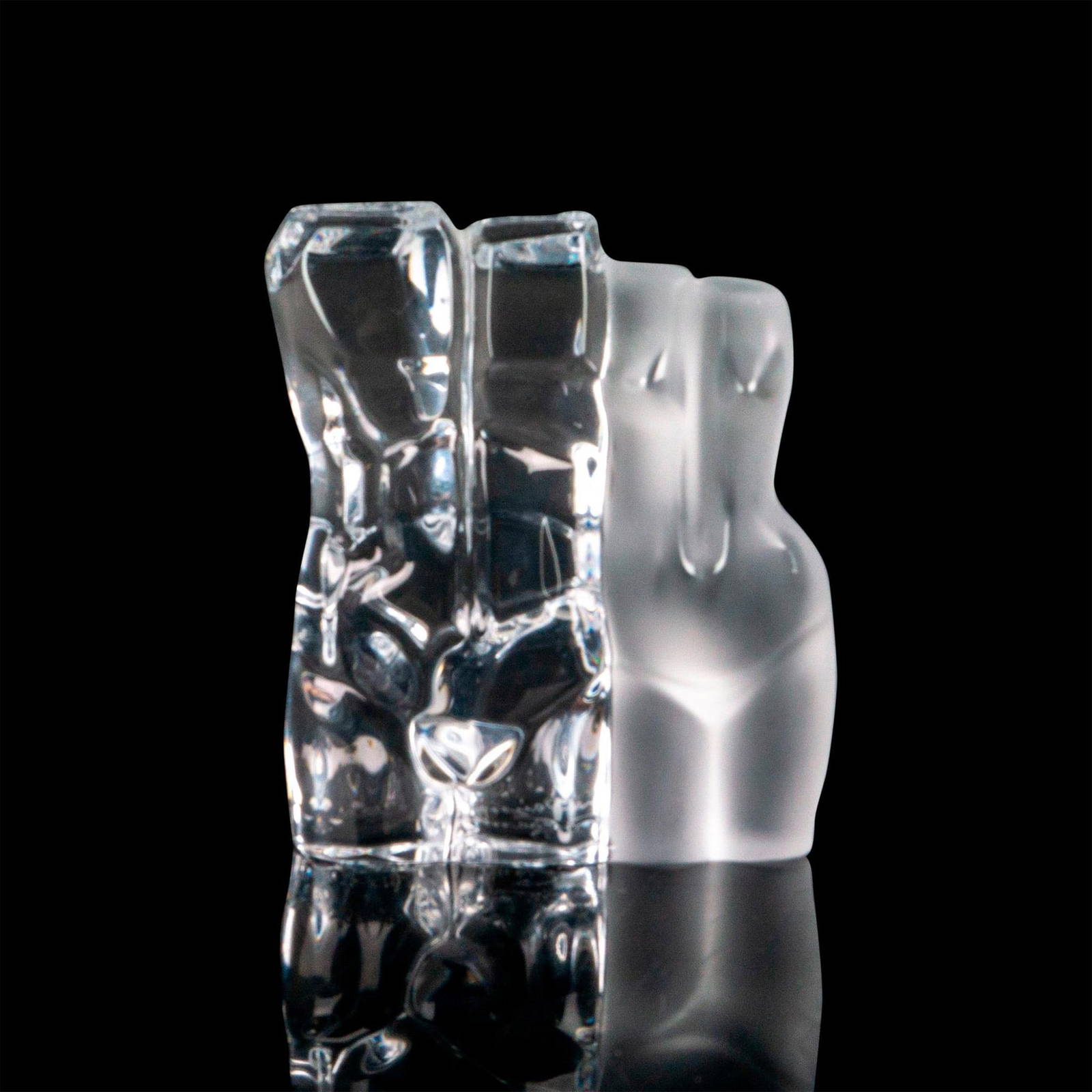 Daum Crystal Figurine, Torso Of Man And Woman Auction