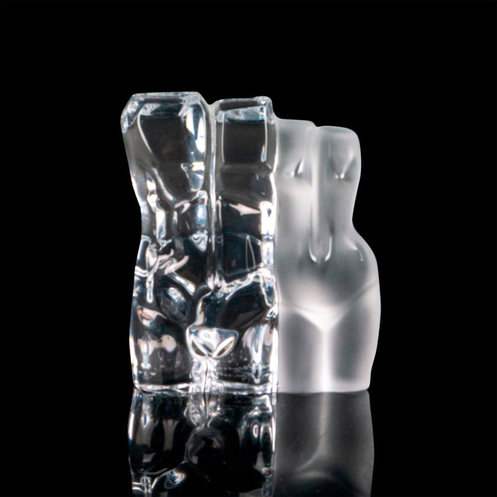 Daum Crystal Figurine, Torso Of Man And Woman Auction