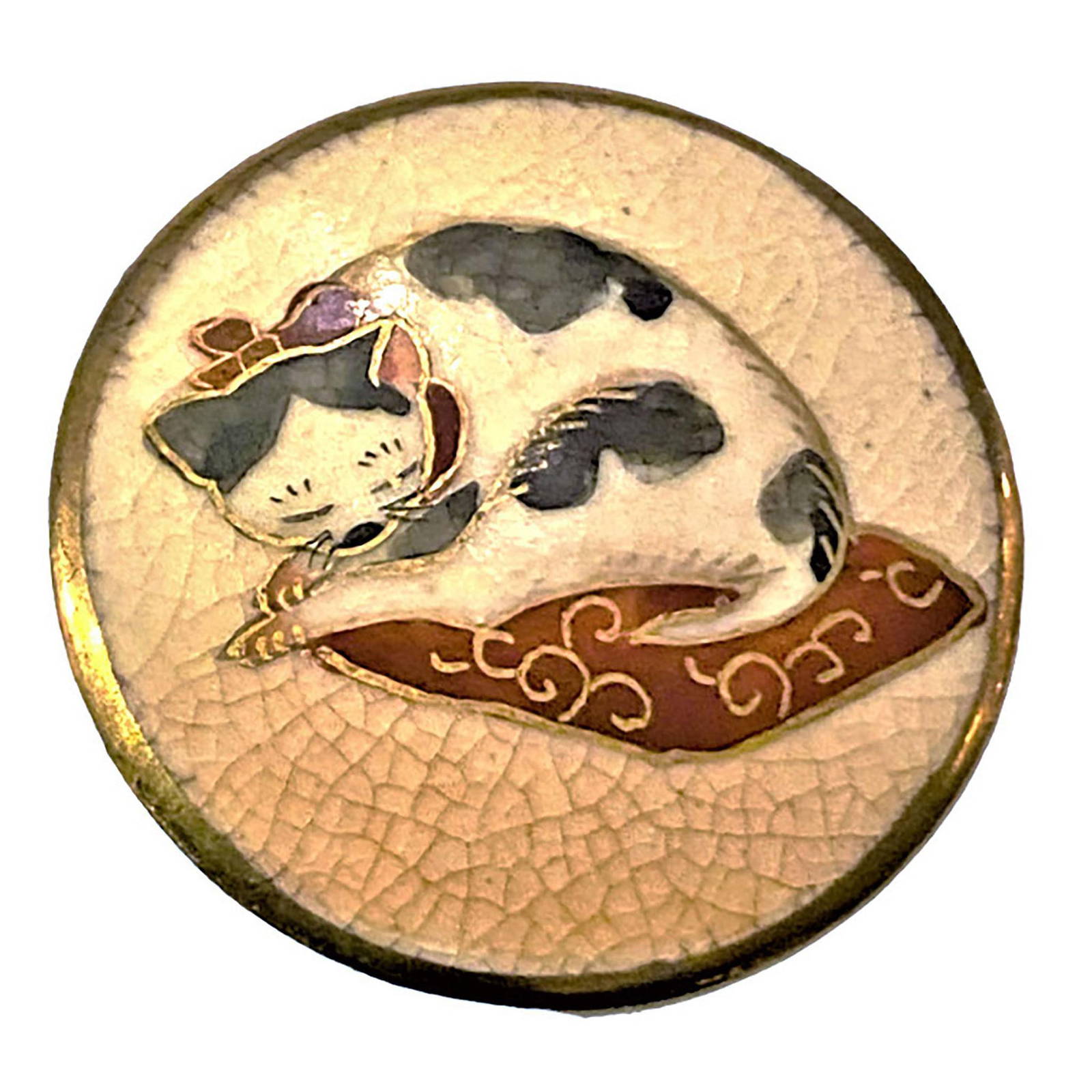 A Scarce Division Three Satsuma Cat Button Auction