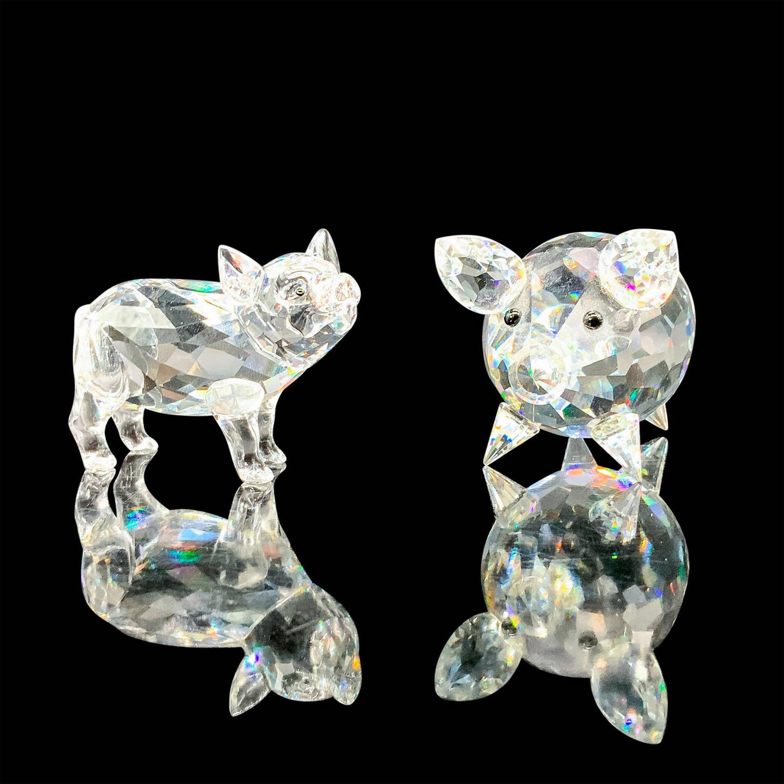 2pc Swarovski Crystal Figurines, Pig 10031 And Piglet 500470 Auction
