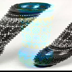 Doulton Lambeth Vase With Art Nouveau Floral Pattern Auction