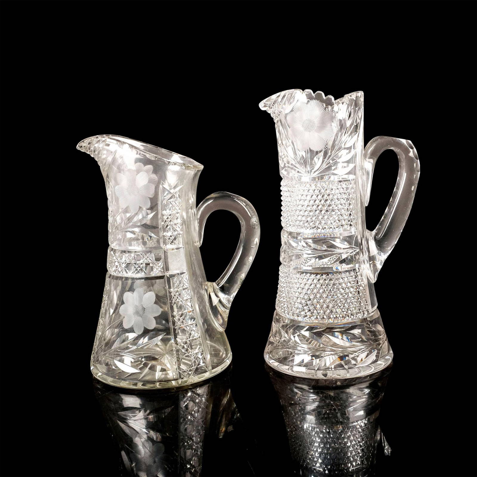 2pc American Brilliant Cut Pitchers Auction