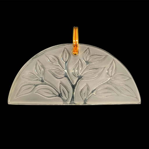 Lalique Frosted Crystal 14k Gold Tree Of Life Pendant