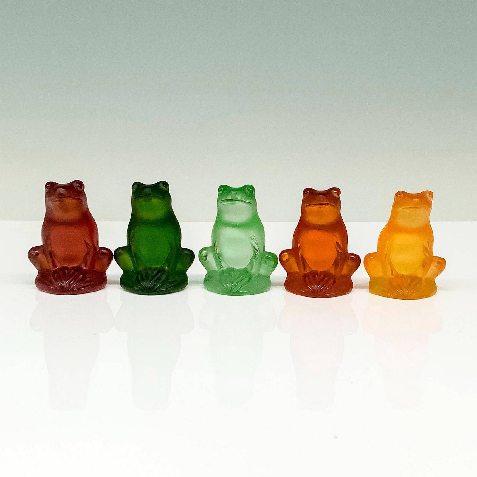 5pc Lalique Crystal Frog Figurines Auction