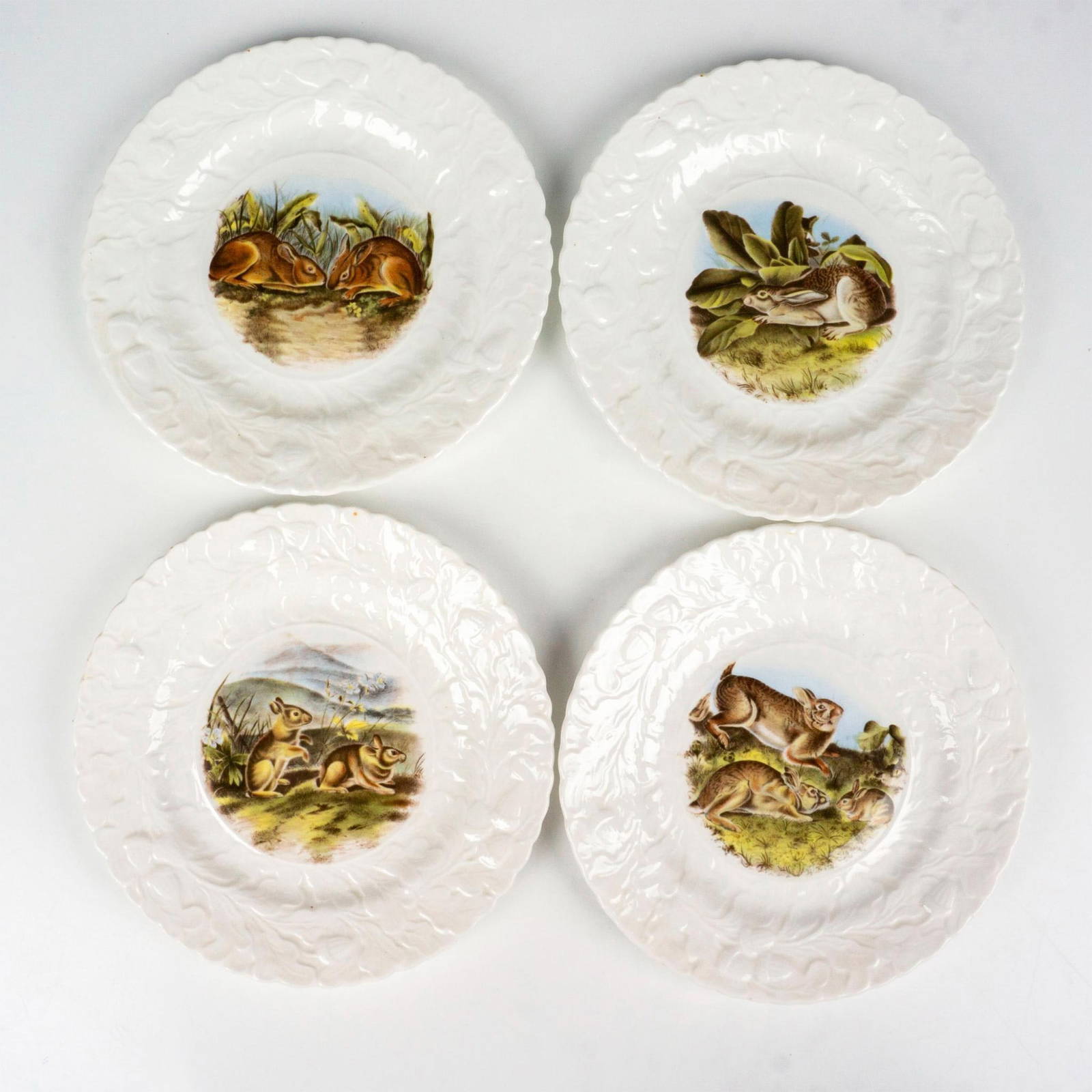 4pc Queen's England Fine Bone China Que13 Rabbit Plates Auction