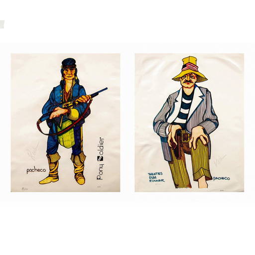 Pacheco, Two Original Color Lithographs On Paper, Signed