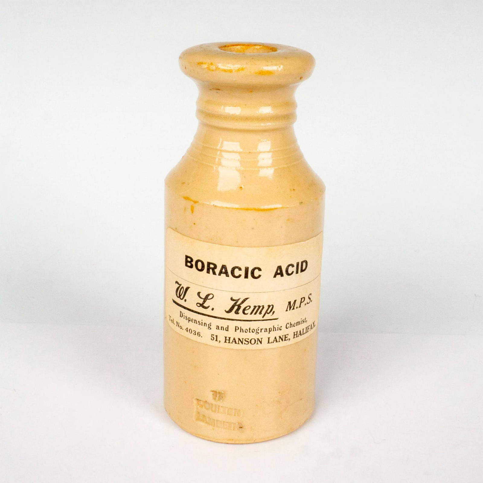 Doulton Lambeth Stoneware Boric Acid Bottle Auction