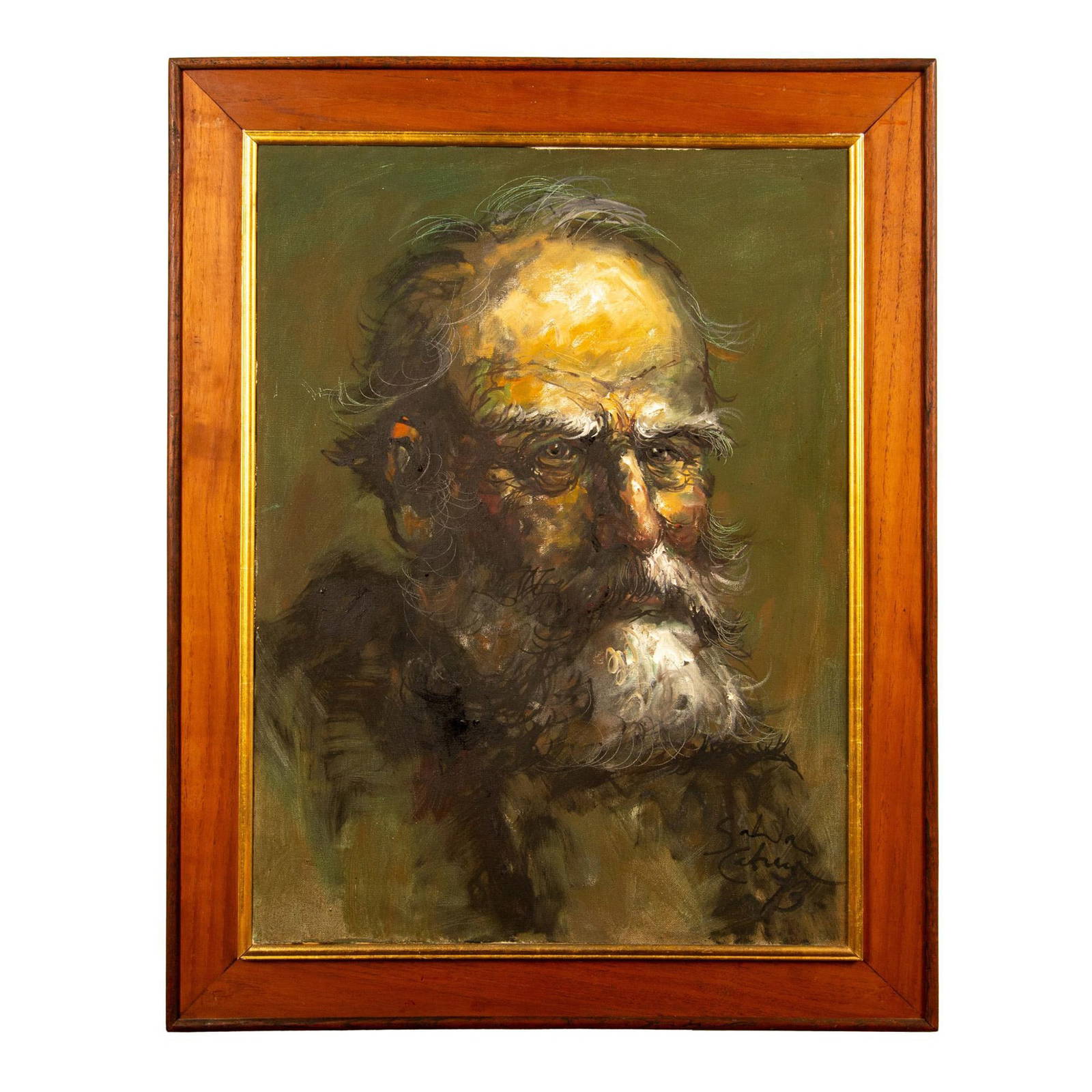 Original Oil On Canvas, Portrait Of A Weathered Man, Signed Auction