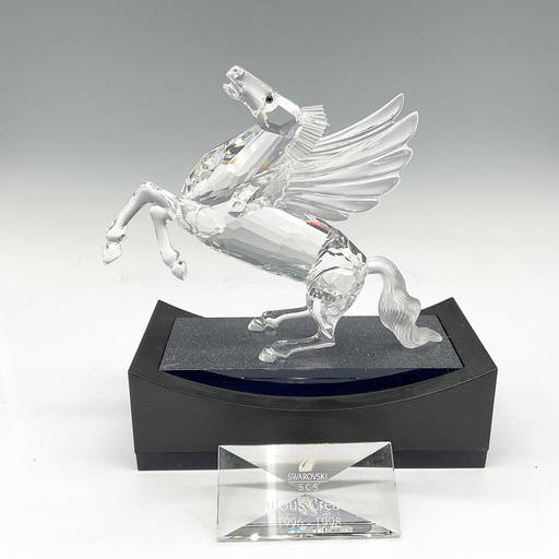 3pc Swarovski Scs Crystal Figurine, Pegasus, Plaque + Stand