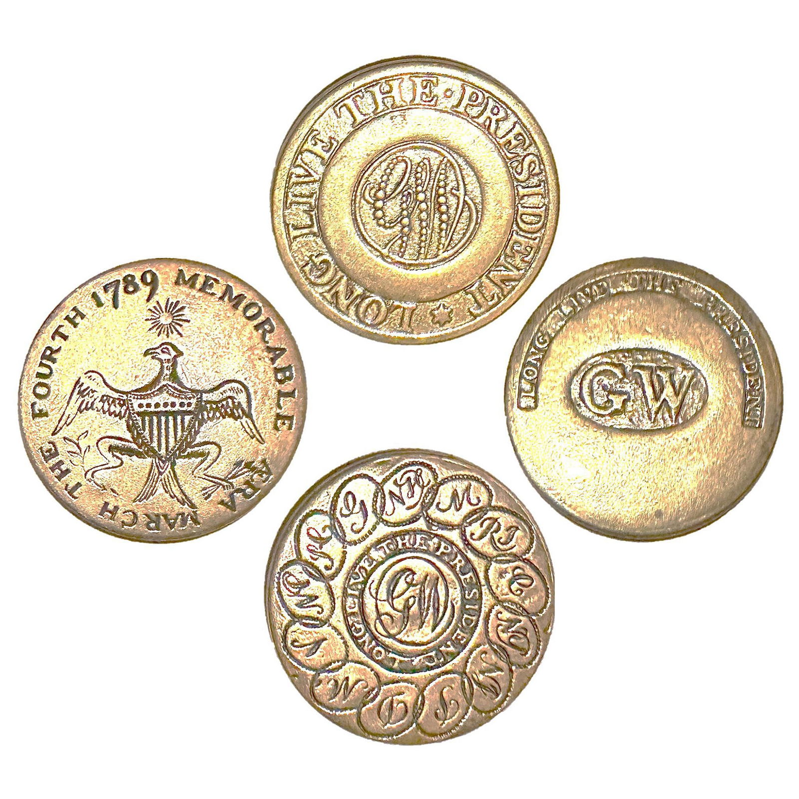 A Set Of Div. Three G. Washington Inaugural Buttons Auction