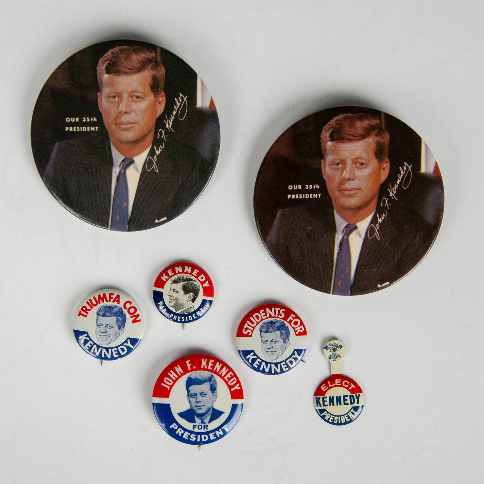 Set Of 7 John F. Kennedy Political Buttons & Pins Auction