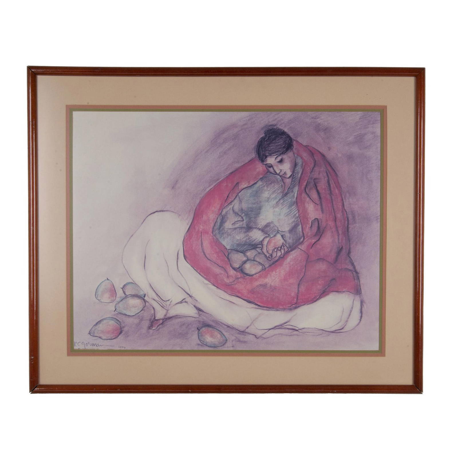 Rudolph Carl Gorman, Color Lithograph On Paper, Navajo Woman With Pears ...