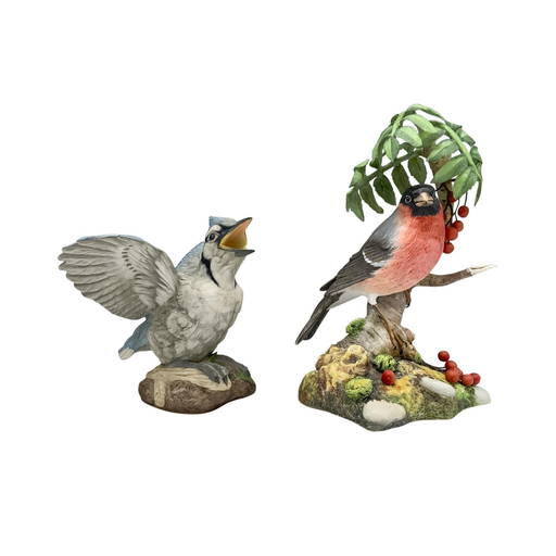 2pc Boehm Porcelain Figurines, Blue Jay And Bullfinch