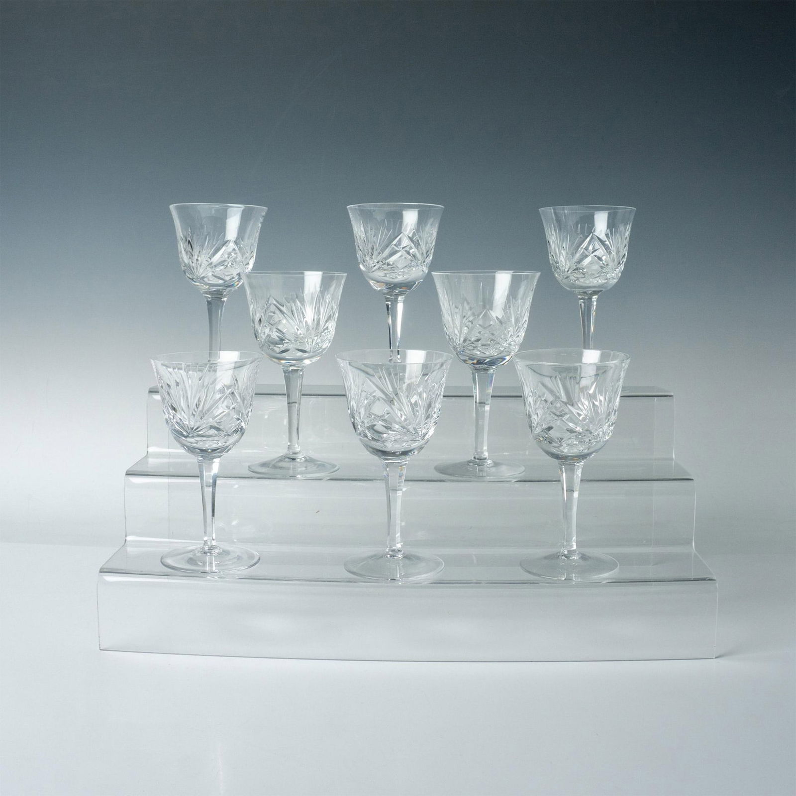 8pc Gorham Crystal Cherrywood Wine Glasses Auction