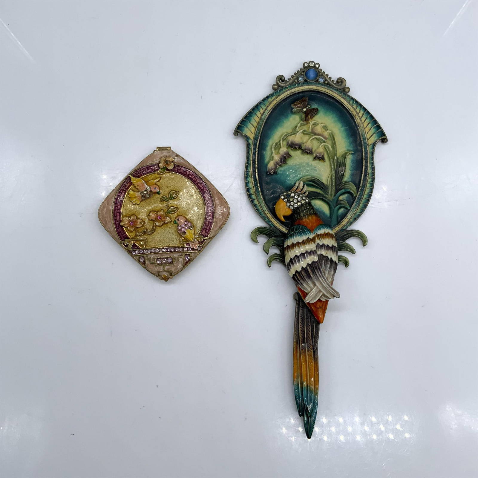 2pc Gorgeous Colorful Bird Mirrors Auction