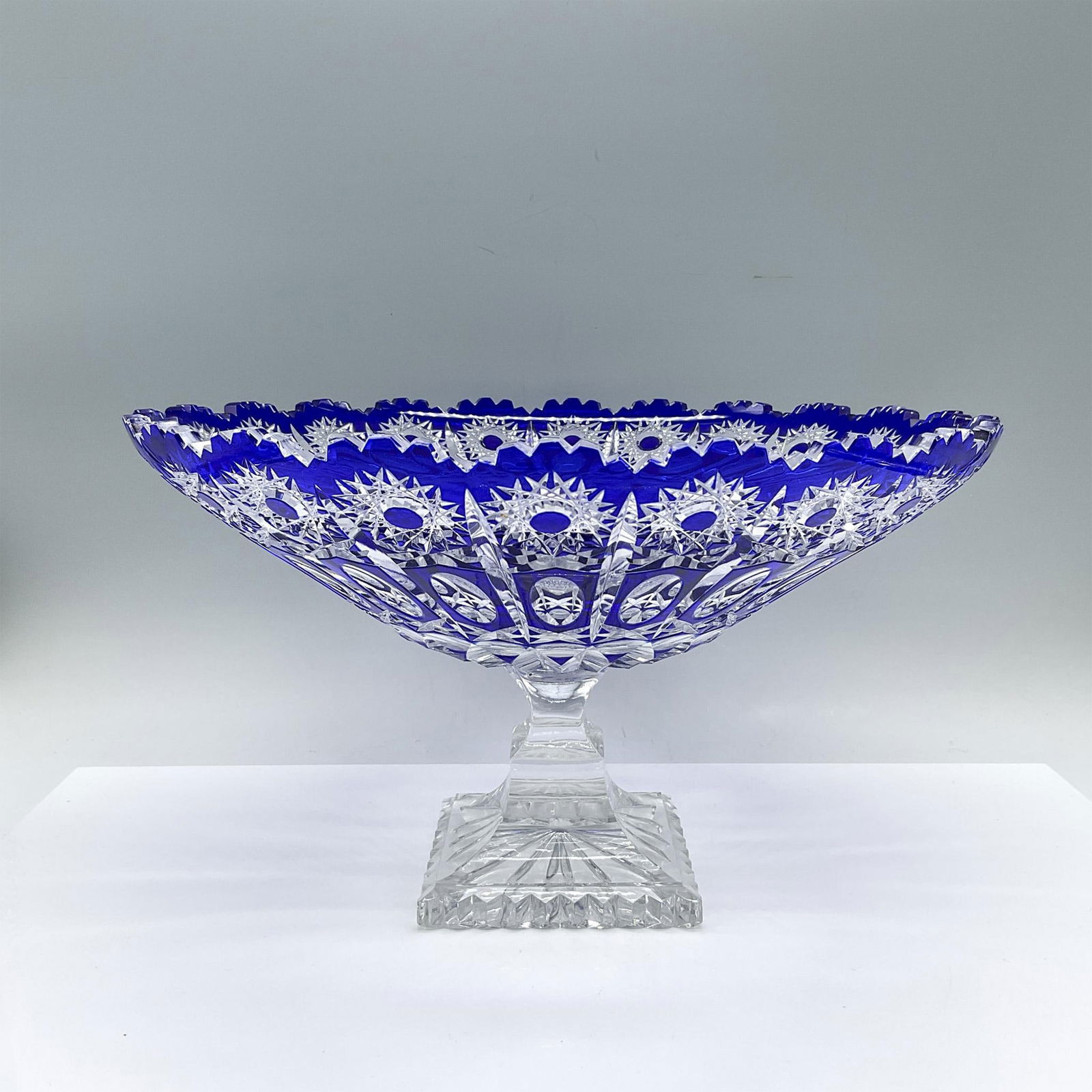 Vintage Bohemian Style Cobalt Blue Crystal Compote Bowl Auction