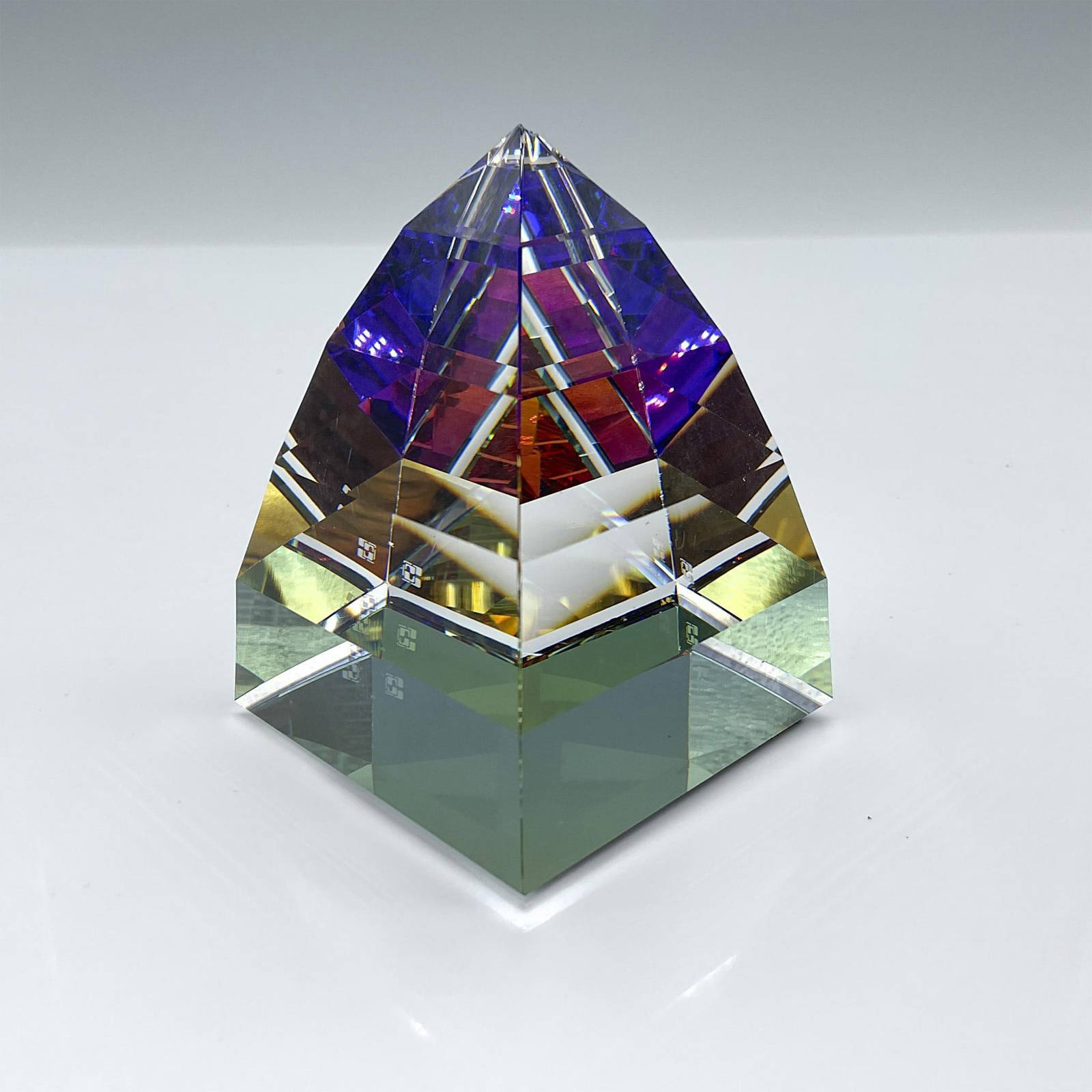 Swarovski Silver Crystal Paperweight, Pyramid Auction