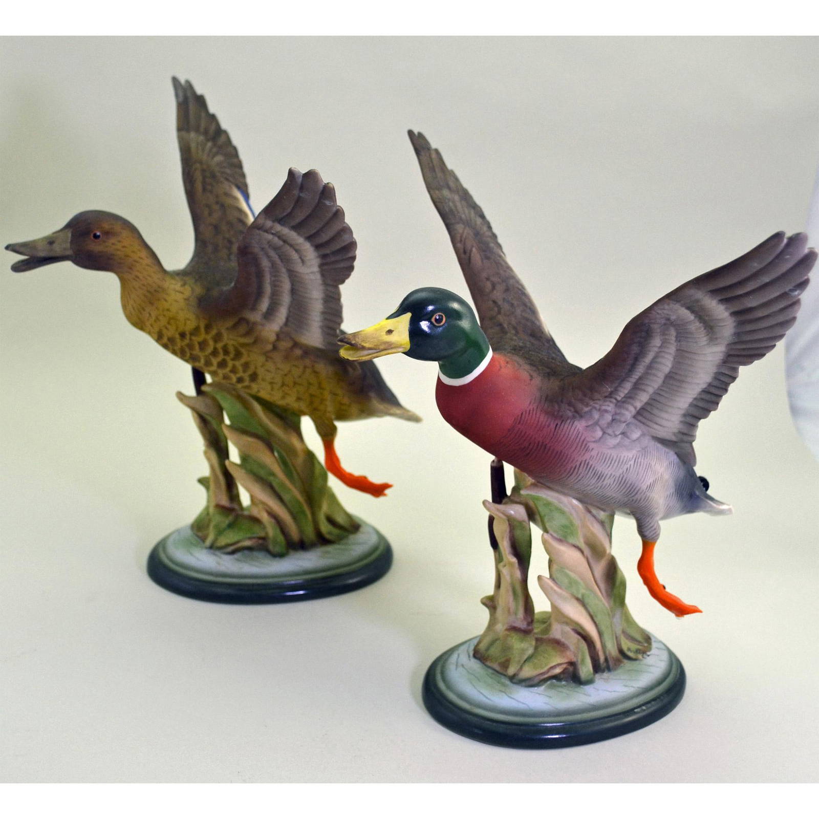 Boehm Porcelain Green Mallard Duck Sculpture, Pair, Rare, 1952 Auction