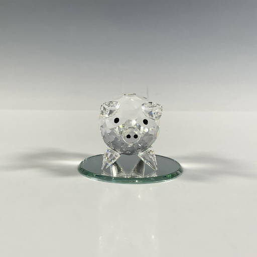 Swarovski Silver Crystal Pig Figurine + Mirrored Base