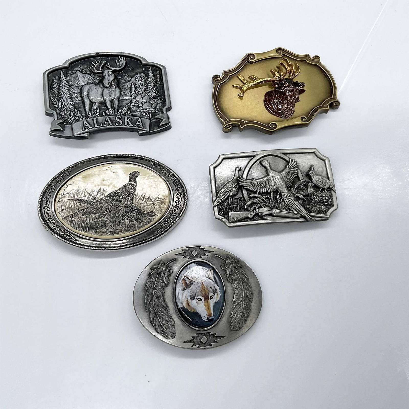 5pc Vintage Metal Animal Motif Belt Buckles Auction