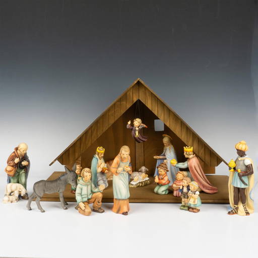 17pc Goebel Hummel Nativity With Stable