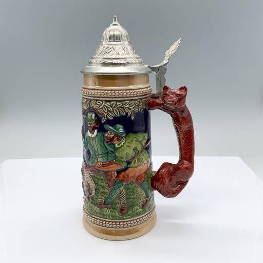 Vintage Gerz Handgemalt Boar Hunt Beer Stein