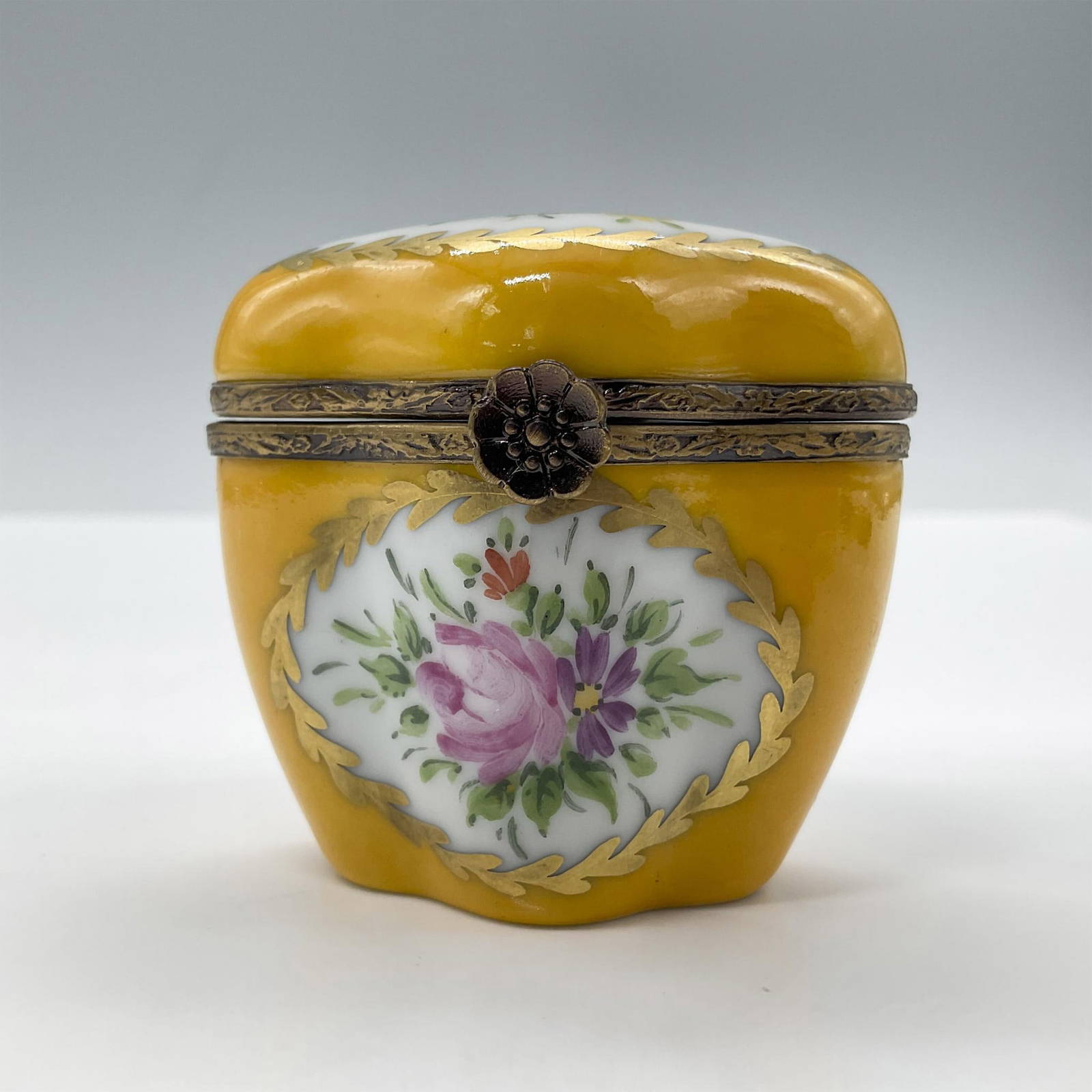 Limoges Porcelain Treasure Box, Yellow Chest Auction