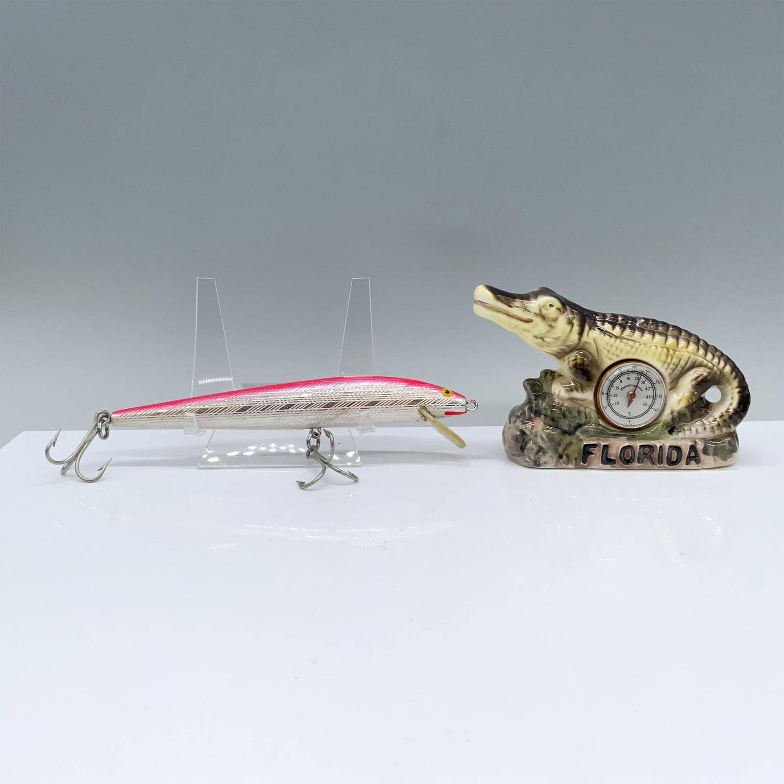 2pc Rebel Fishing Lure And Florida Alligator Thermometer Auction
