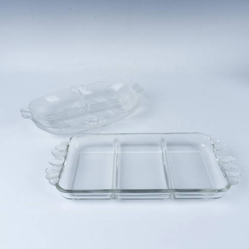 2pc Vintage Mikasa Crystal Relish Dishes