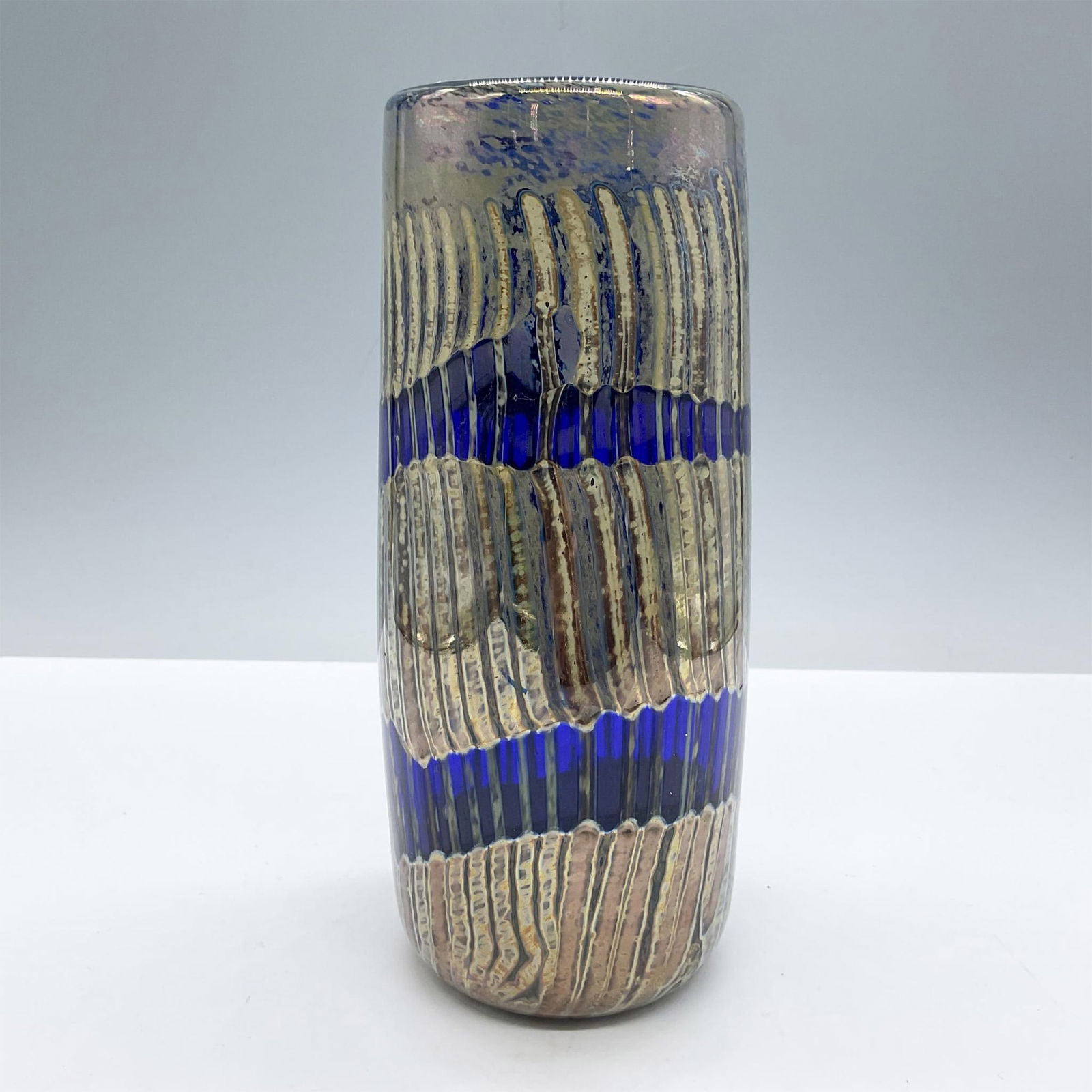 Christine Runyon Art Glass Metallic Mirrored Vase Auction