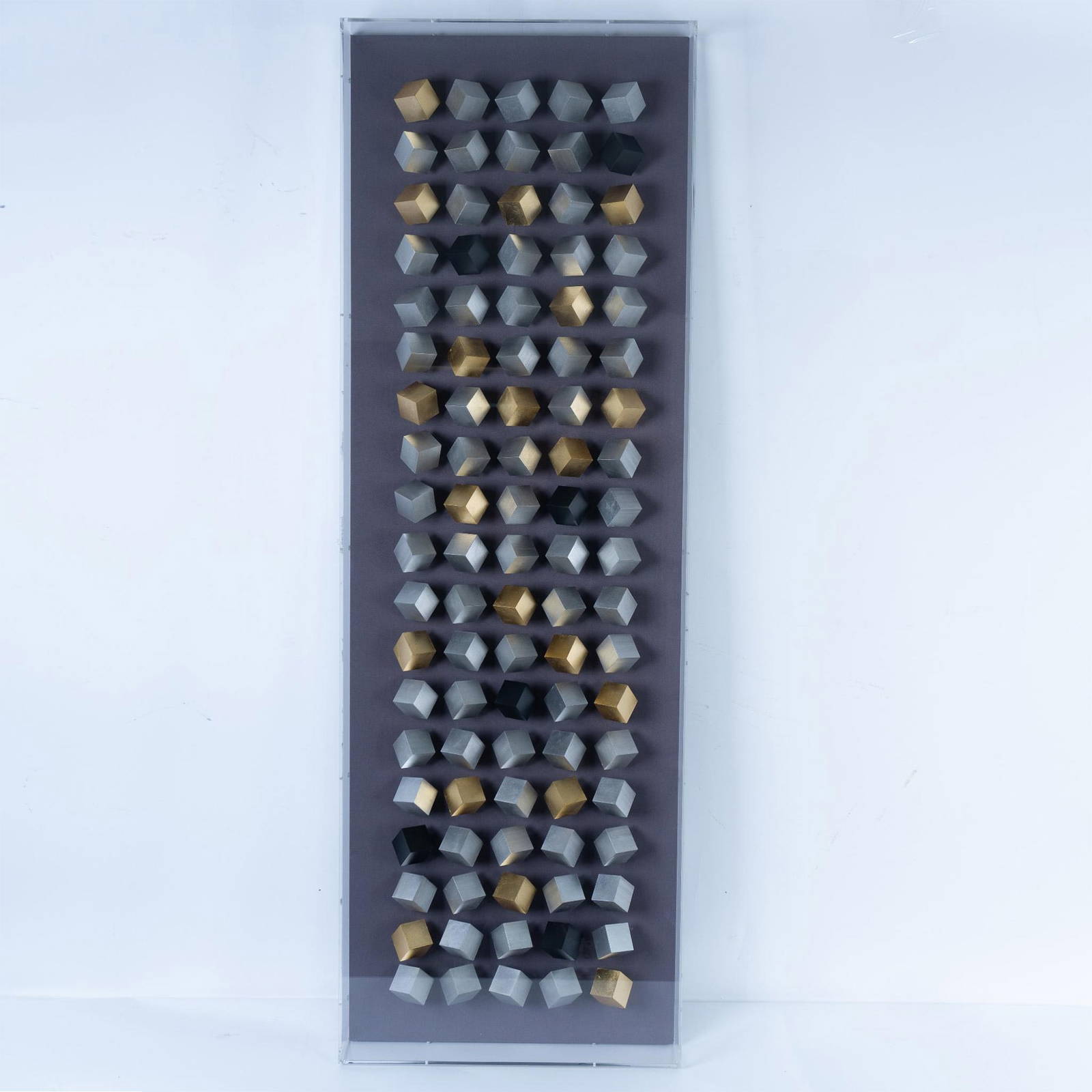 Original Z Gallerie Wall Decor Framed Metallic Cubic Array Auction