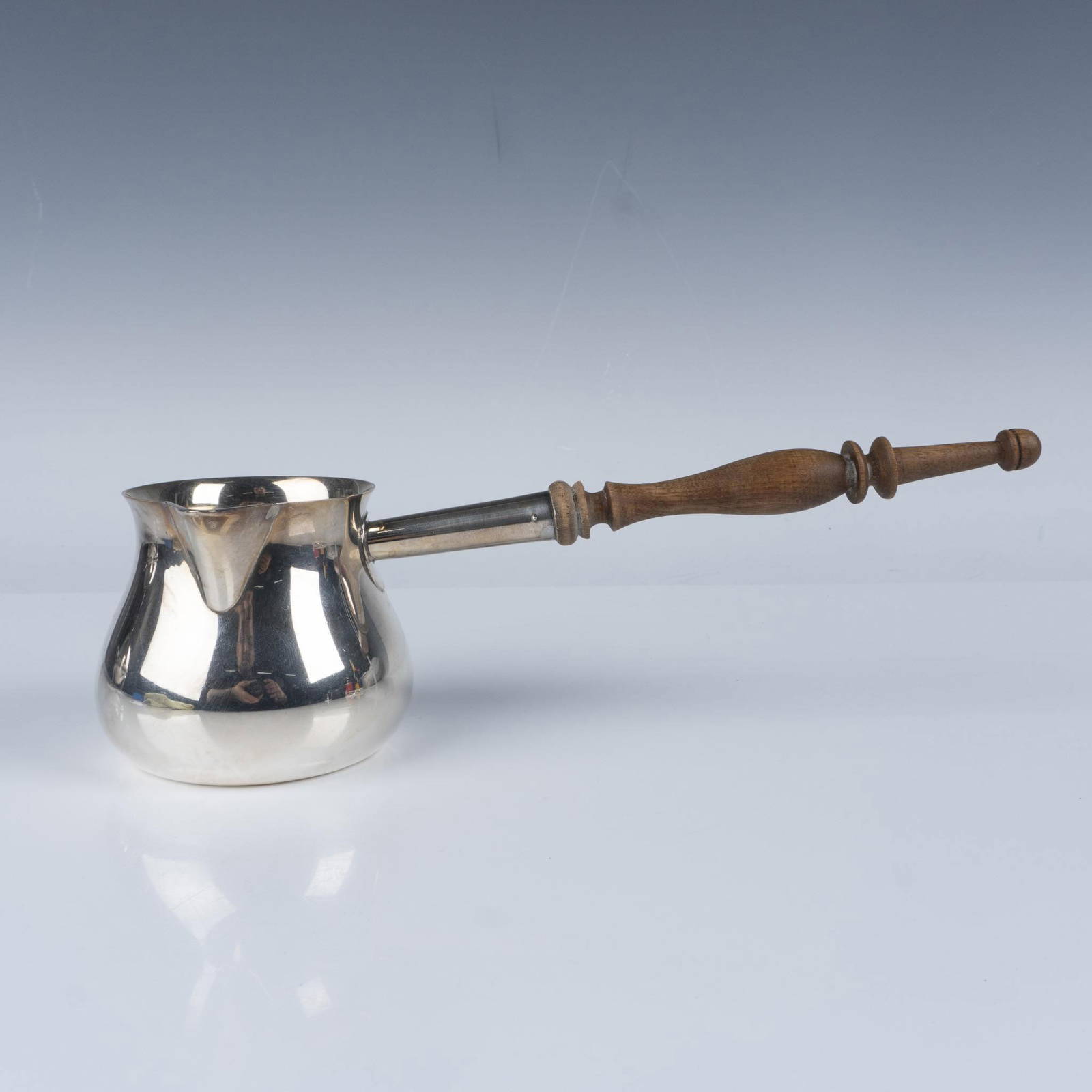 Sterling Silver Turkish Coffee Pot With Turned Wooden Handle Auction