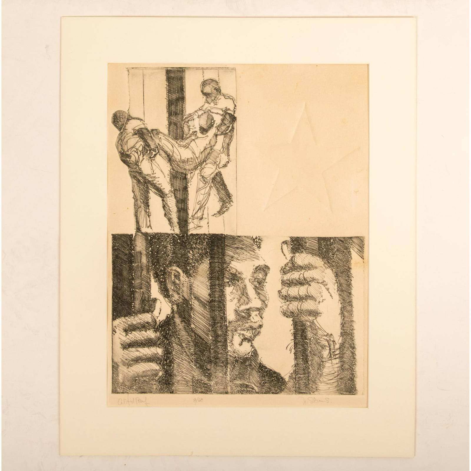 Original Etching On Laid Paper, Social Realist Scenes Signed Auction