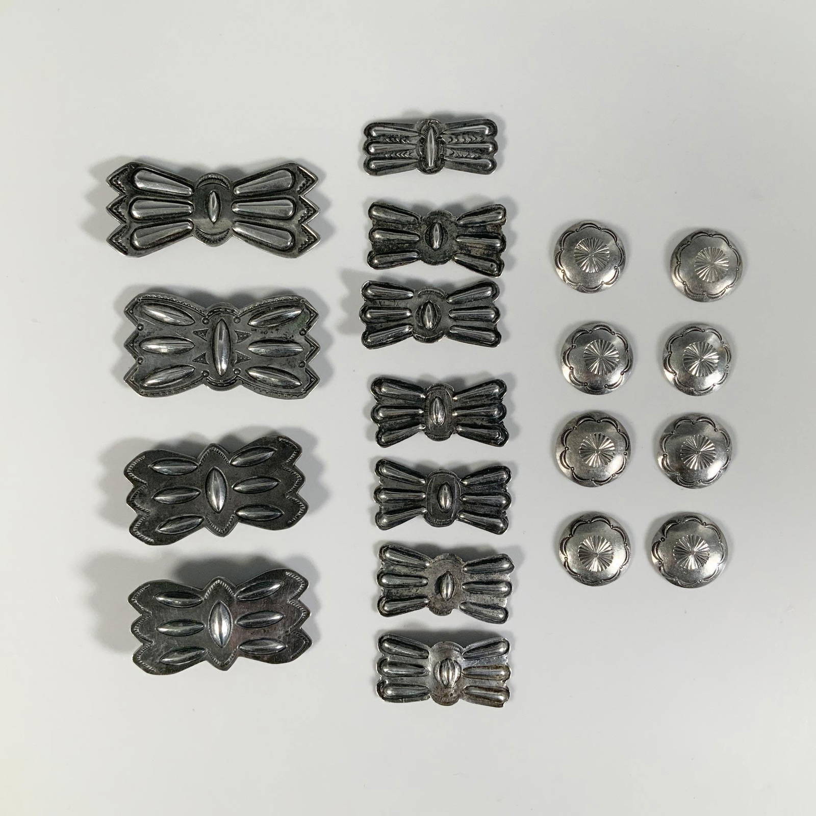 19pc Native American Repousse Metal Conchos & Buttons Auction