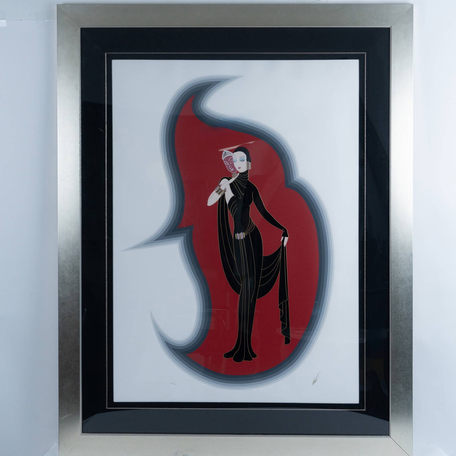 Erte, Original Color Serigraph On Paper, Crystal Mask Signed Auction