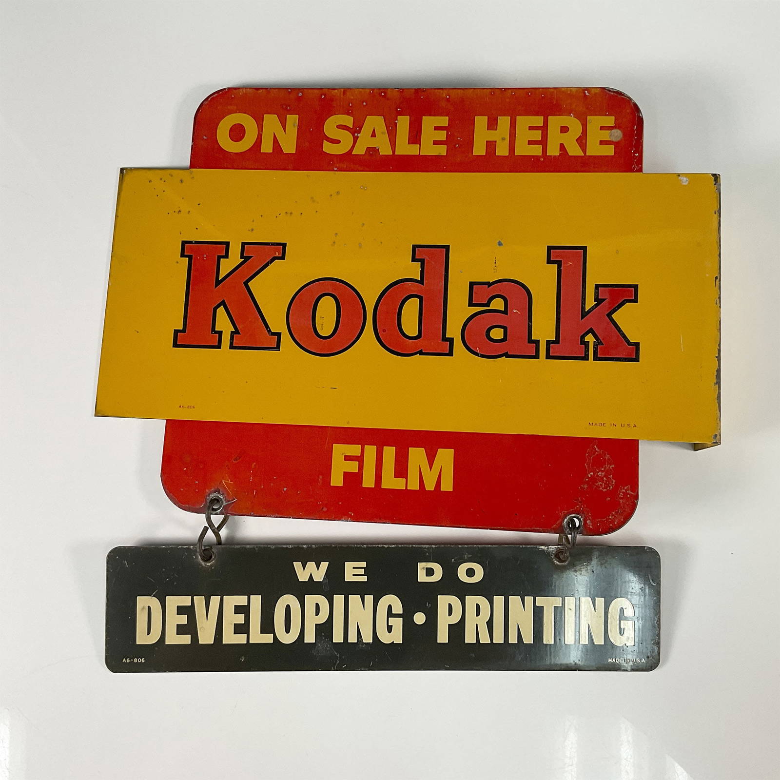 Vintage Kodak Double-sided Metal Advertising Sign Auction