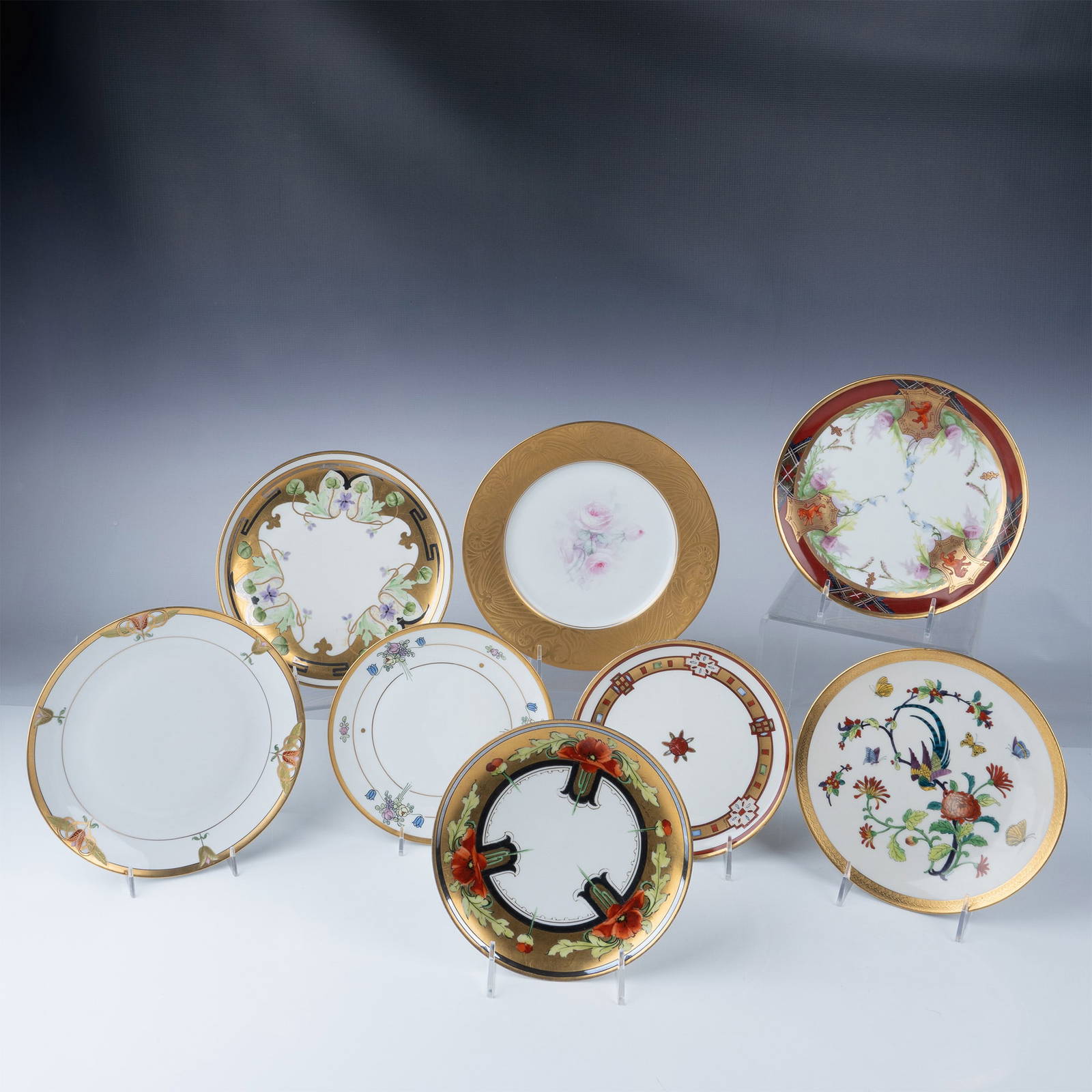 8pc Pickard And Haviland Hand-painted Porcelain Plates Auction
