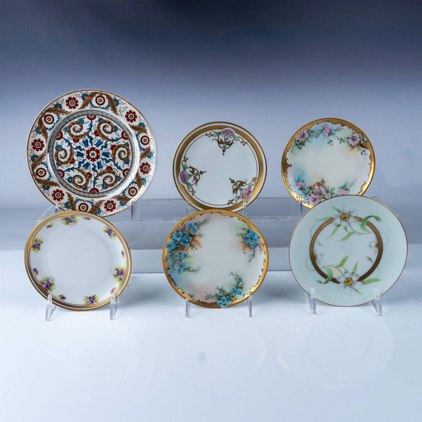 6pc Assorted Porcelain Plates, Pickard, Haviland, Bavaria Auction