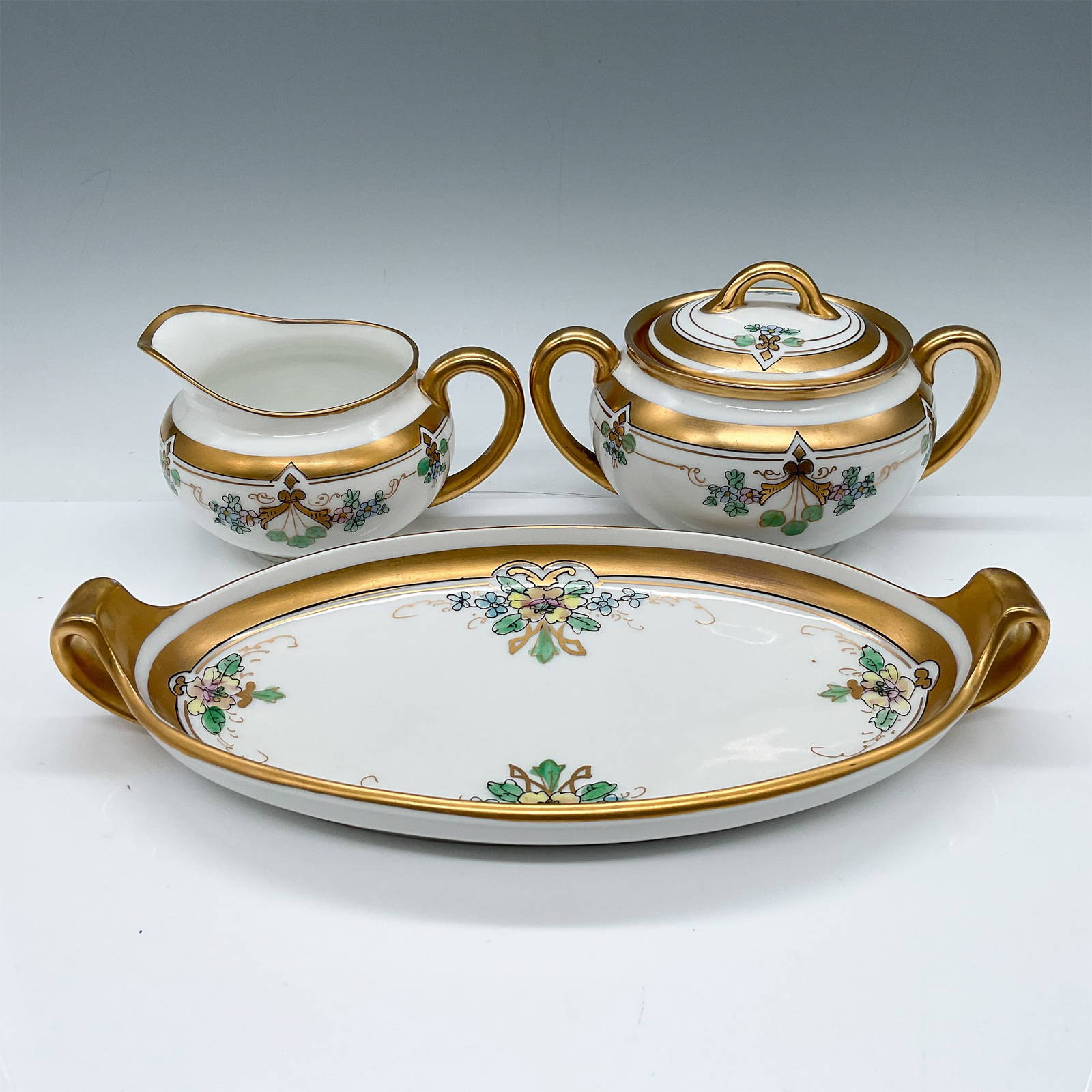 3pc Pickard China Set, Russian Flowers Pattern Auction
